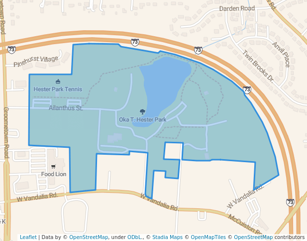 Oka T. Hester Park in Greensboro | Map and Routes