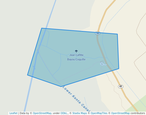 Jean Lafitte Bayou Coquille in Marrero | Map and Routes