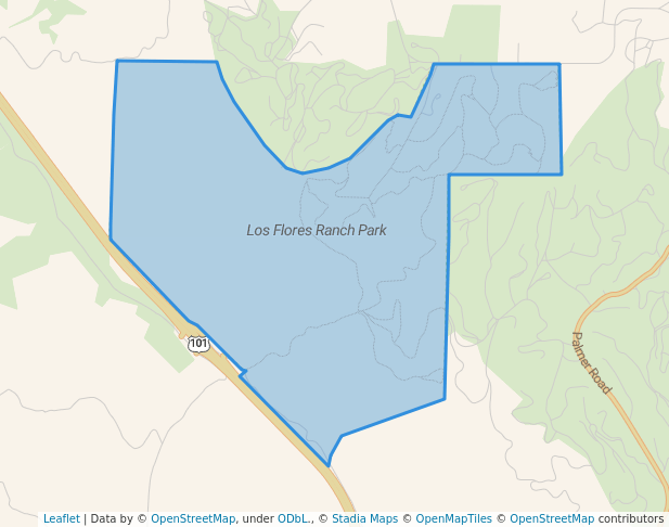 Los Flores Ranch Park in Santa Maria | Map and Routes