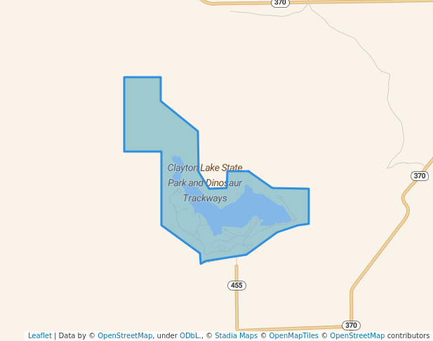 Clayton Lake State Park and Dinosaur Trackways in Clayton | Map and Routes