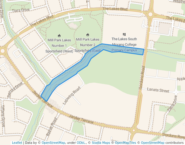 Hendersons Creek Linear Park (Eastern Arm) in South Morang | Map and Routes