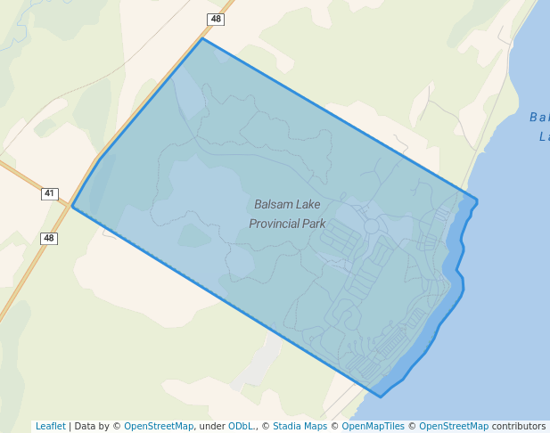 Balsam Lake Provincial Park in Kirkfield | Map and Routes