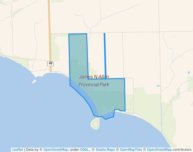 James N Allan Provincial Park in Byng | Map and Routes