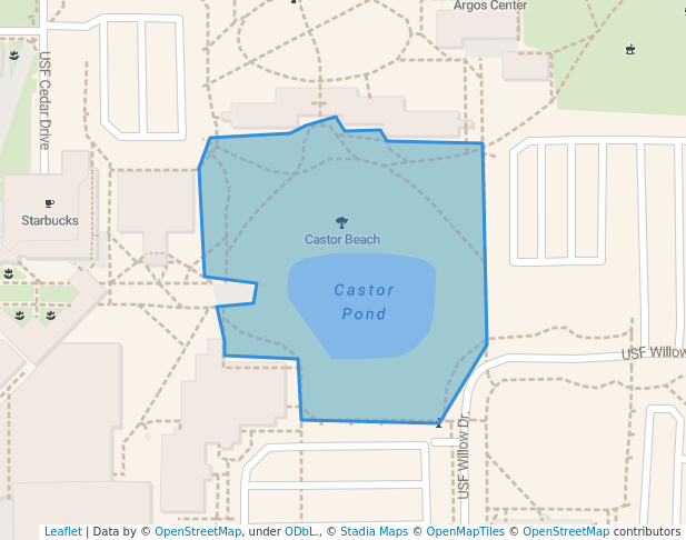 Castor Beach in Tampa | Map and Routes