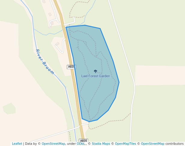 Lael Forest Garden in Braemore | Map and Routes