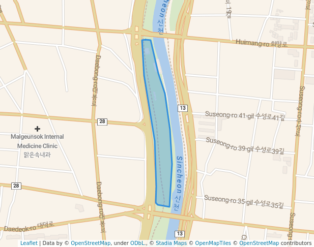 Sincheon Riverside Park in Daegu | Map and Routes