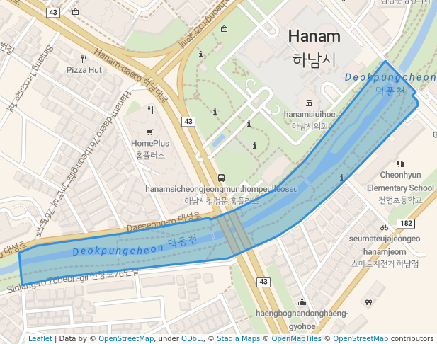 Deokpungcheon Riverwalk Park in Hanam-si | Map and Routes