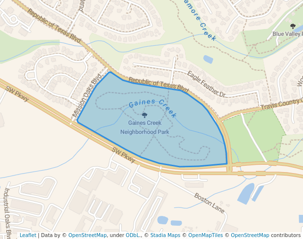 Gaines Creek Neighborhood Park in Austin | Map and Routes