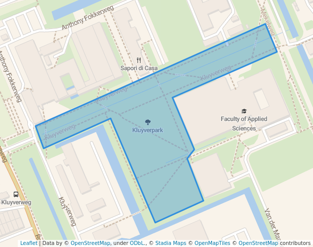 Kluyverpark in Delft | Map and Routes