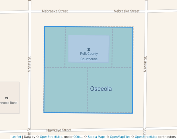 Osceola Square in Osceola | Map and Routes