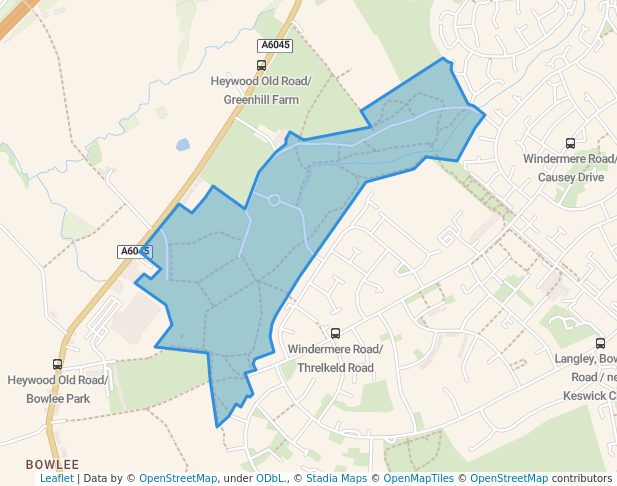 Bowlee Community Park in Middleton | Map and Routes
