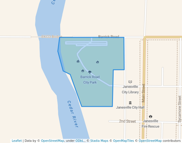 Barrick Road City Park in Janesville | Map and Routes