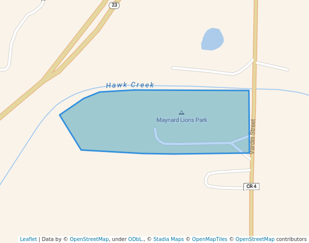 Hawk Creek Park in Maynard | Map and Routes