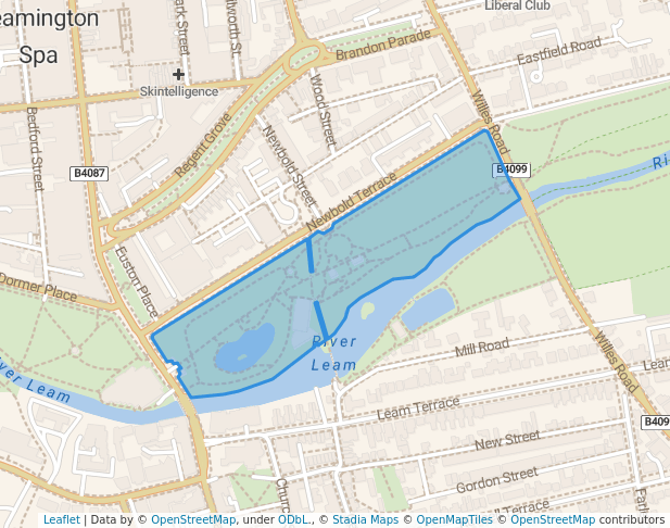 Jephson Gardens in Royal Leamington Spa | Map and Routes