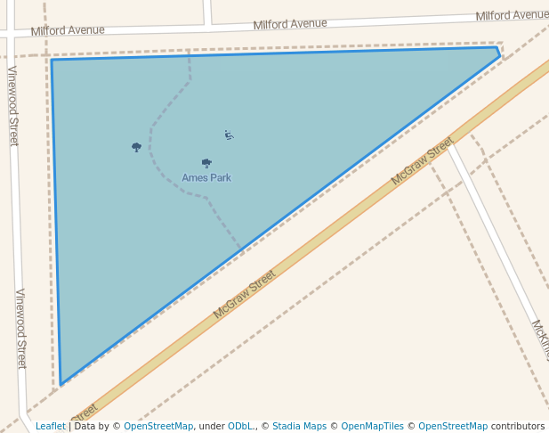 Ames Park in Detroit | Map and Routes