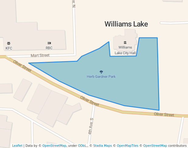 Herb Gardner Park in Williams Lake | Map and Routes