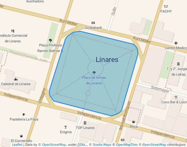 Plaza de Armas de Linares in Linares | Map and Routes