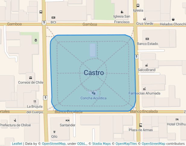 Plaza de Castro in Castro | Map and Routes