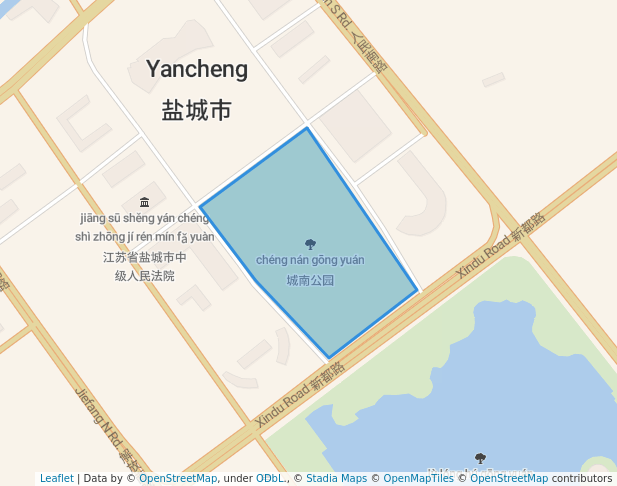 城南公园 in Yan Cheng Shi | Map and Routes