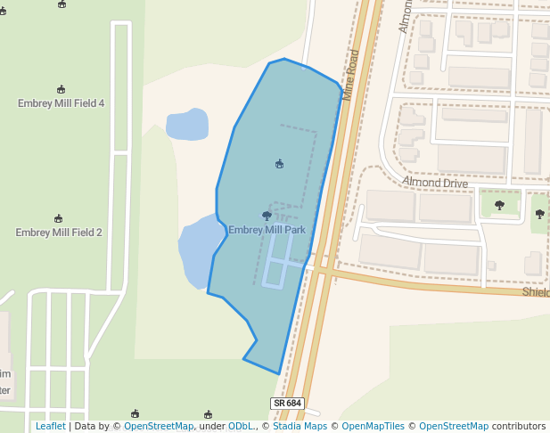 Embrey Mill Park in Stafford | Map and Routes