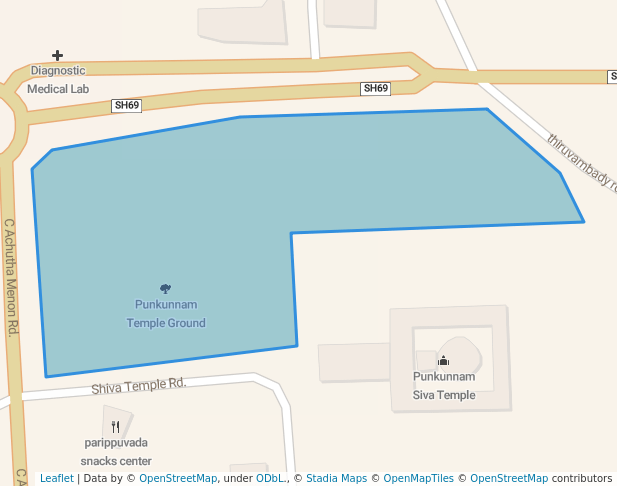 Punkunnam Temple Ground in Thrissur | Map and Routes