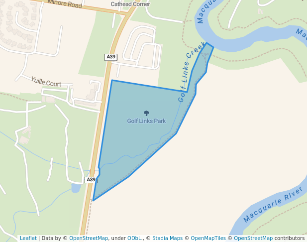 Golf Links Park in Dubbo | Map and Routes