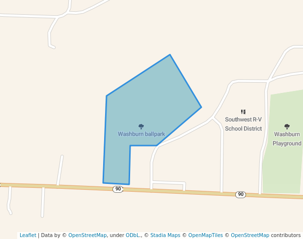 Washburn ballpark in Washburn | Map and Routes
