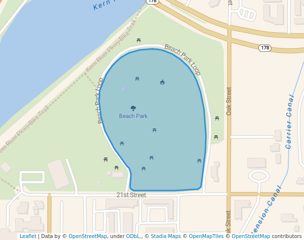 Beach Park in Bakersfield | Map and Routes