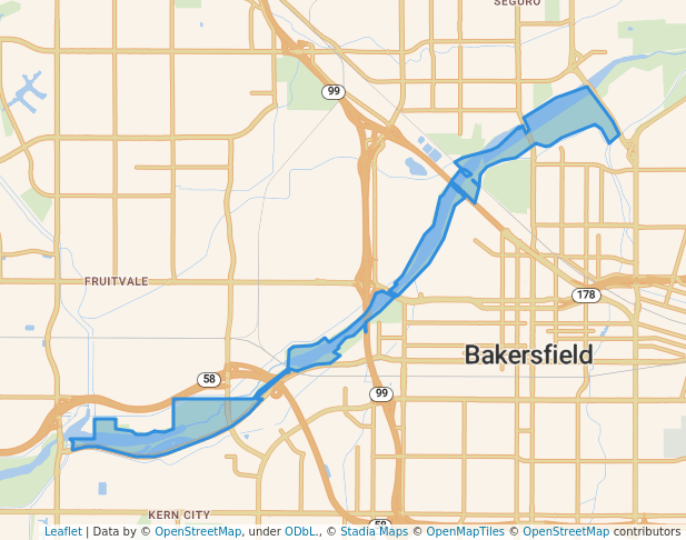 Kern River Parkway Park in Bakersfield | Map and Routes