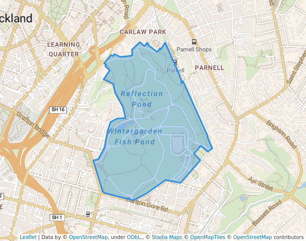 Auckland Domain in Auckland | Map and Routes