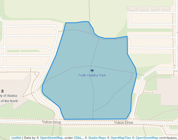 Troth Yeddha' Park in Fairbanks | Map and Routes