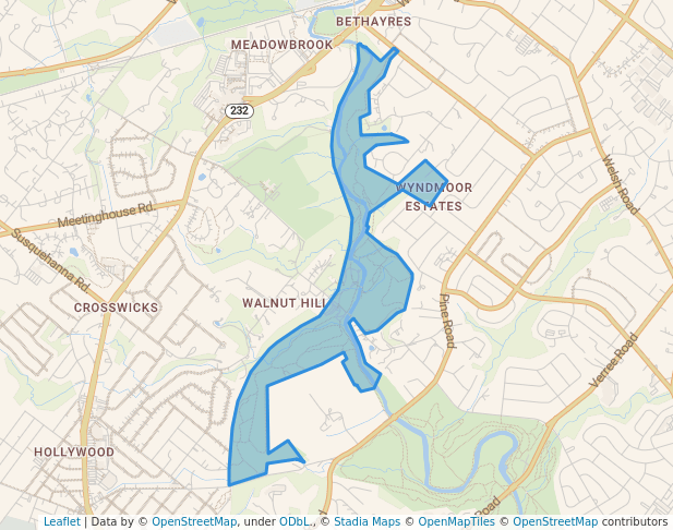 Lorimer Park in Bryn Athyn | Map and Routes