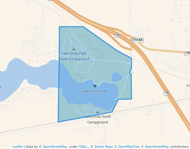 Lake Emily Park in Amherst Junction | Map and Routes