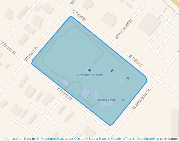 Cottonwood Park in Beatty | Map and Routes