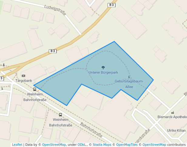 Unterer Bürgerpark in Weinheim | Map and Routes