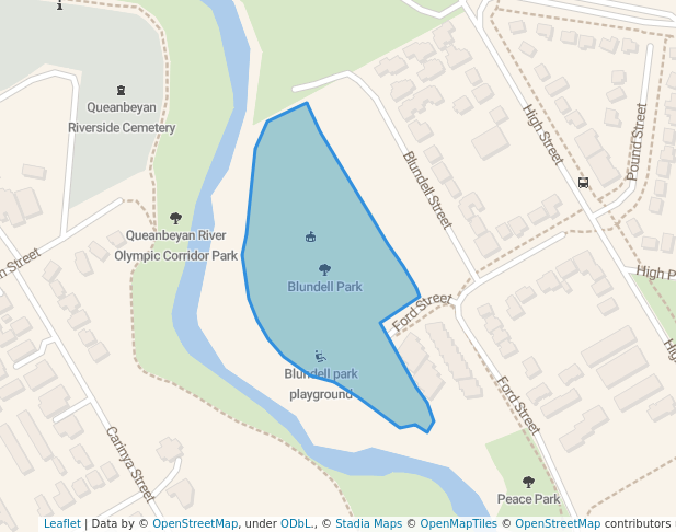 Blundell Park in Queanbeyan East | Map and Routes