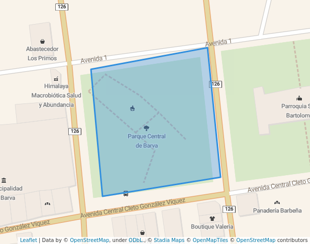 Parque Central de Barva in Barva | Map and Routes