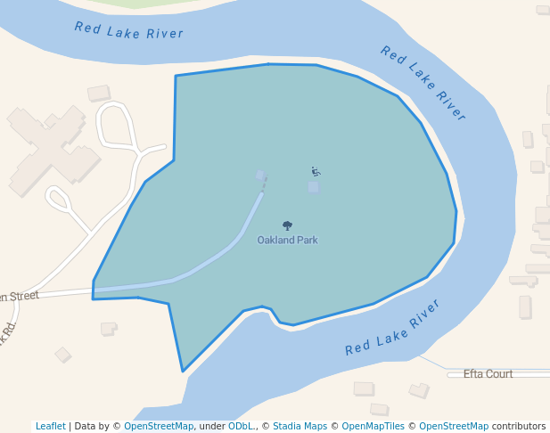 Oakland Park in Thief River Falls | Map and Routes