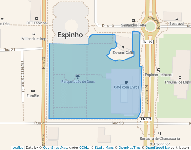 Parque João de Deus in Espinho | Map and Routes