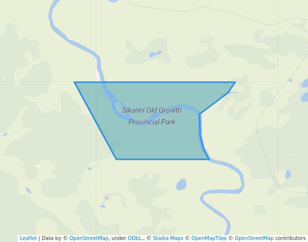 Sikanni Old Growth Provincial Park in Prophet River | Map and Routes
