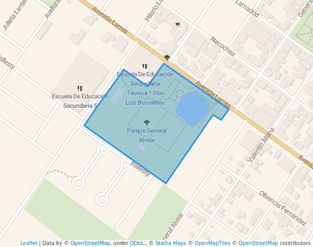 Parque General Alvear in Rojas | Map and Routes