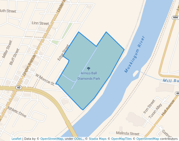 Armco Ball Diamonds Park in Zanesville | Map and Routes