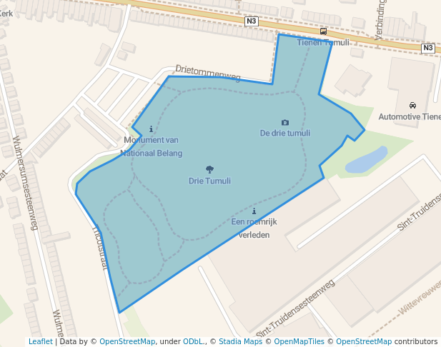 Drie Tumuli in Tirlemont | Map and Routes