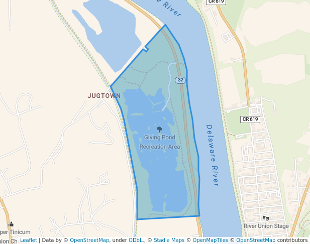 Giving Pond Recreation Area in Upper Black Eddy | Map and Routes