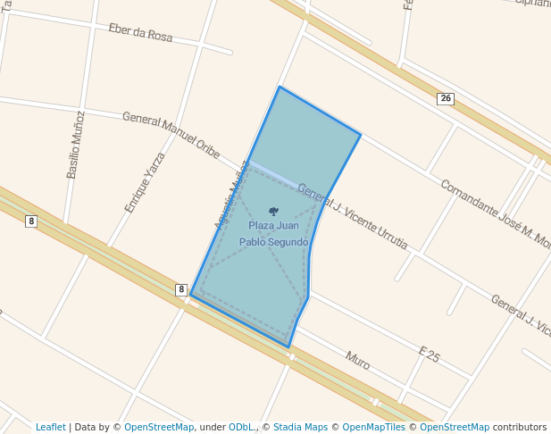 Plaza Juan Pablo Segundo in Melo | Map and Routes