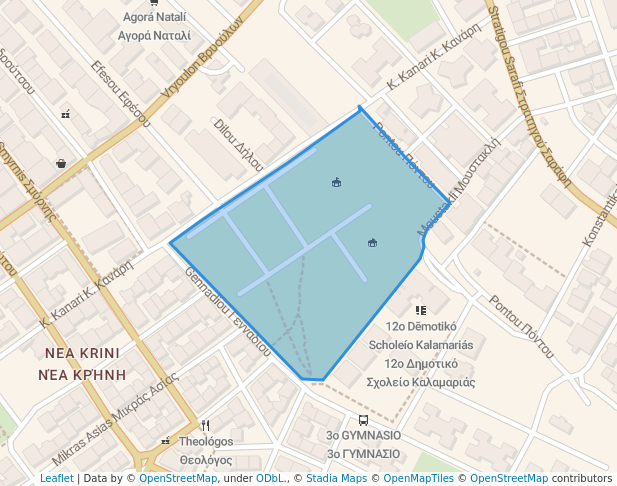 Άλσος Νέας Κρήνης in Kalamaria | Map and Routes