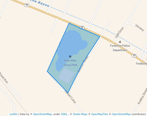 Ryan Allen Shoup Park in Fordoche | Map and Routes