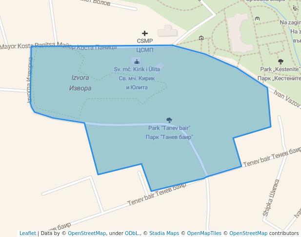 Парк "Танев баир" in Bankya | Map and Routes