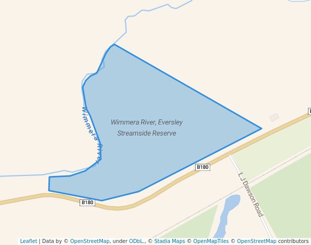 Wimmera River, Eversley Streamside Reserve in Eversley | Map and Routes