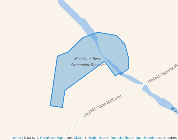 Macalister River Streamside Reserve in Newry | Map and Routes
